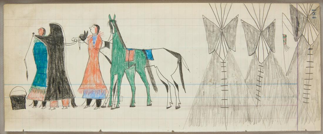 Macnider Ledger Book 'Three Tipis Sioux' Drawing (#0230) on Jan 14 ...