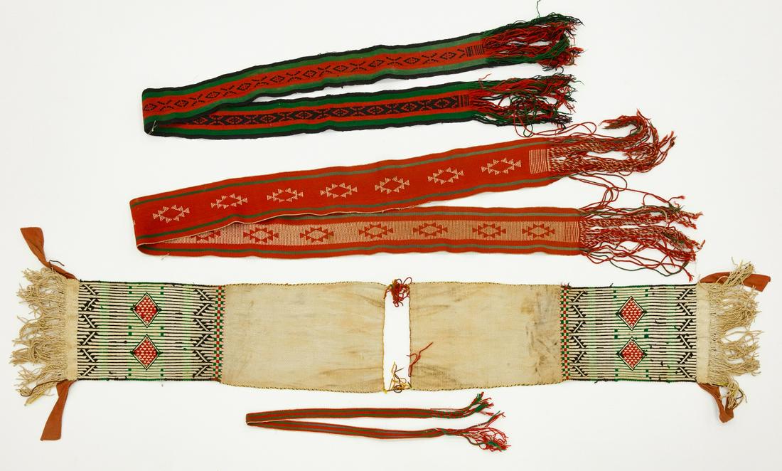 Native American Sashes, Pair Of Leggings, Belt Auction