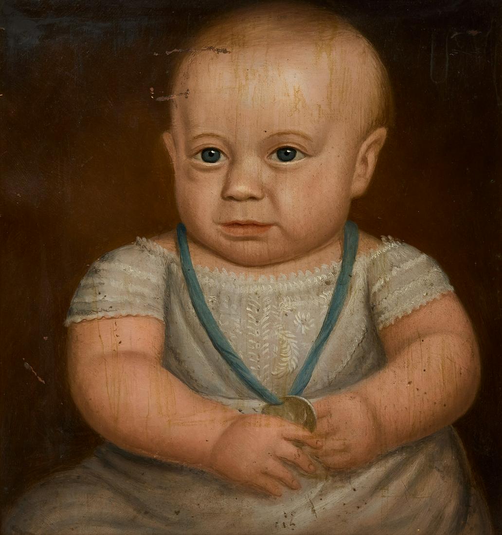 Folk Art Portrait Of An Infant Auction