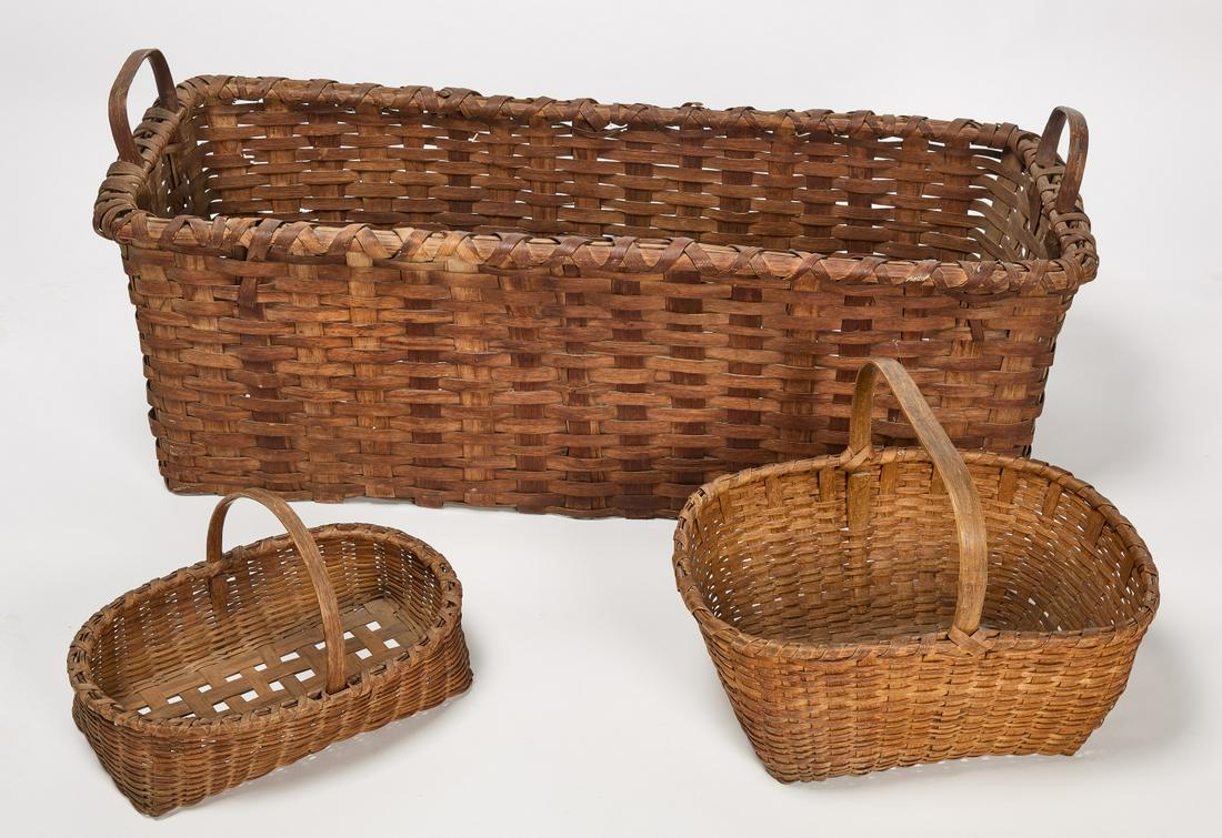 Large Rectangular Basket & Two Smaller Baskets Auction