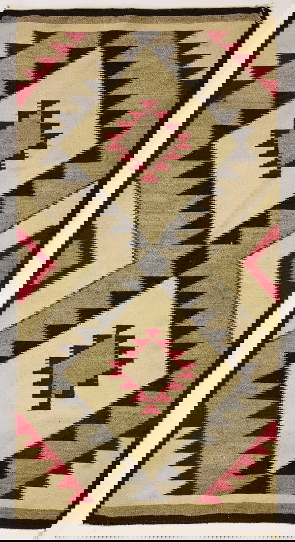 Navajo Rug With Red Striped Double Diamond Design Auction