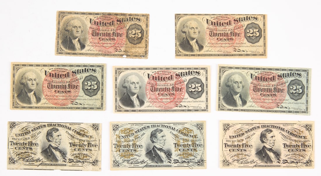 Eight U.s. Fractional Currency Notes