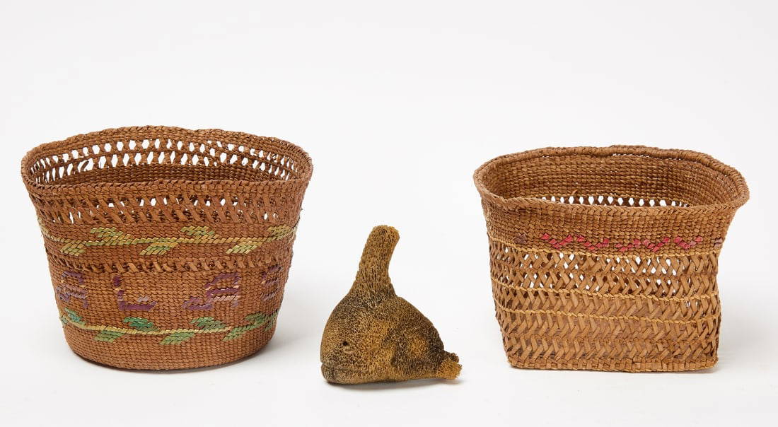 Two Alaska Native Basket And Whale Carving Auction