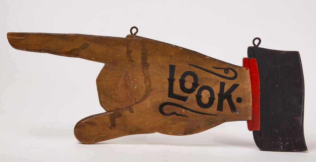 Pointing Hand Trade Sign Auction