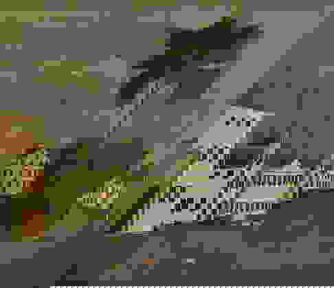 Primitive Town Scene Painting Auction