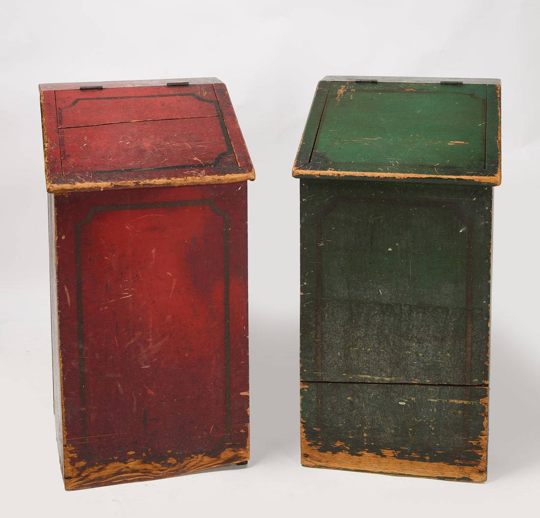 Pair Of Slant Front Storage Bins Auction