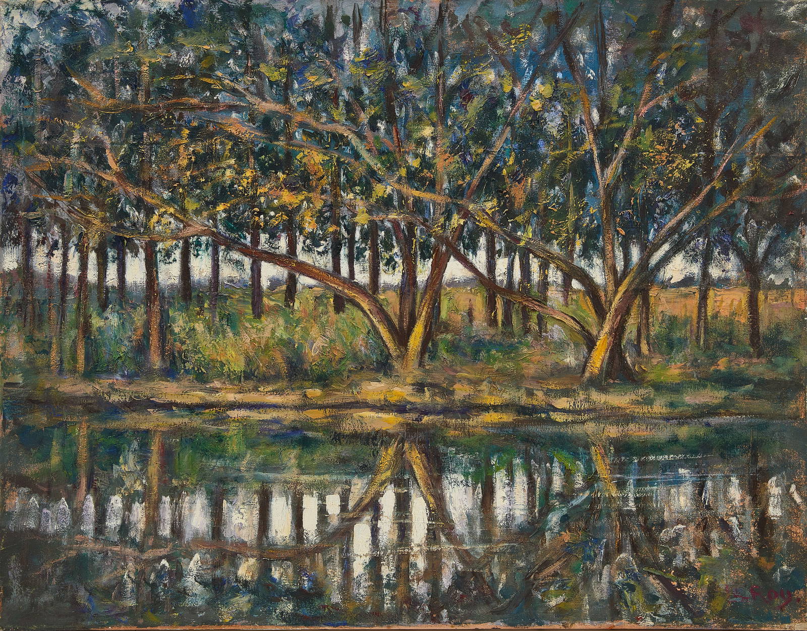 Jean-pierre Le Roy - Trees And River Scene Auction