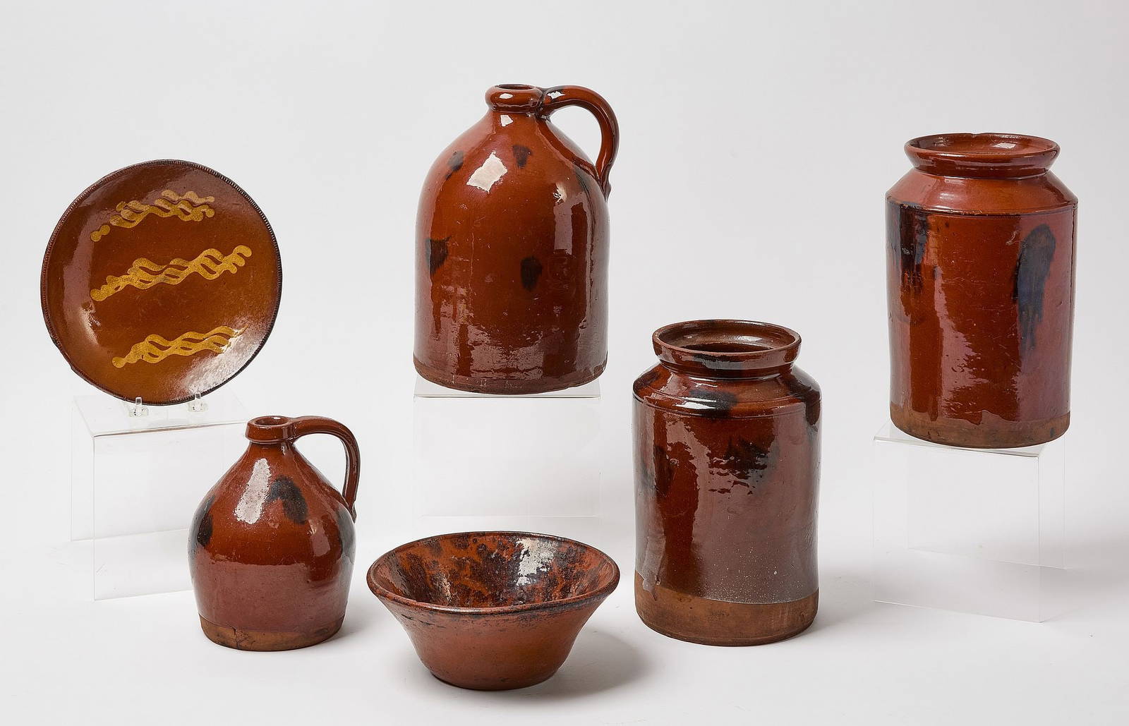 Six Redware Items Auction