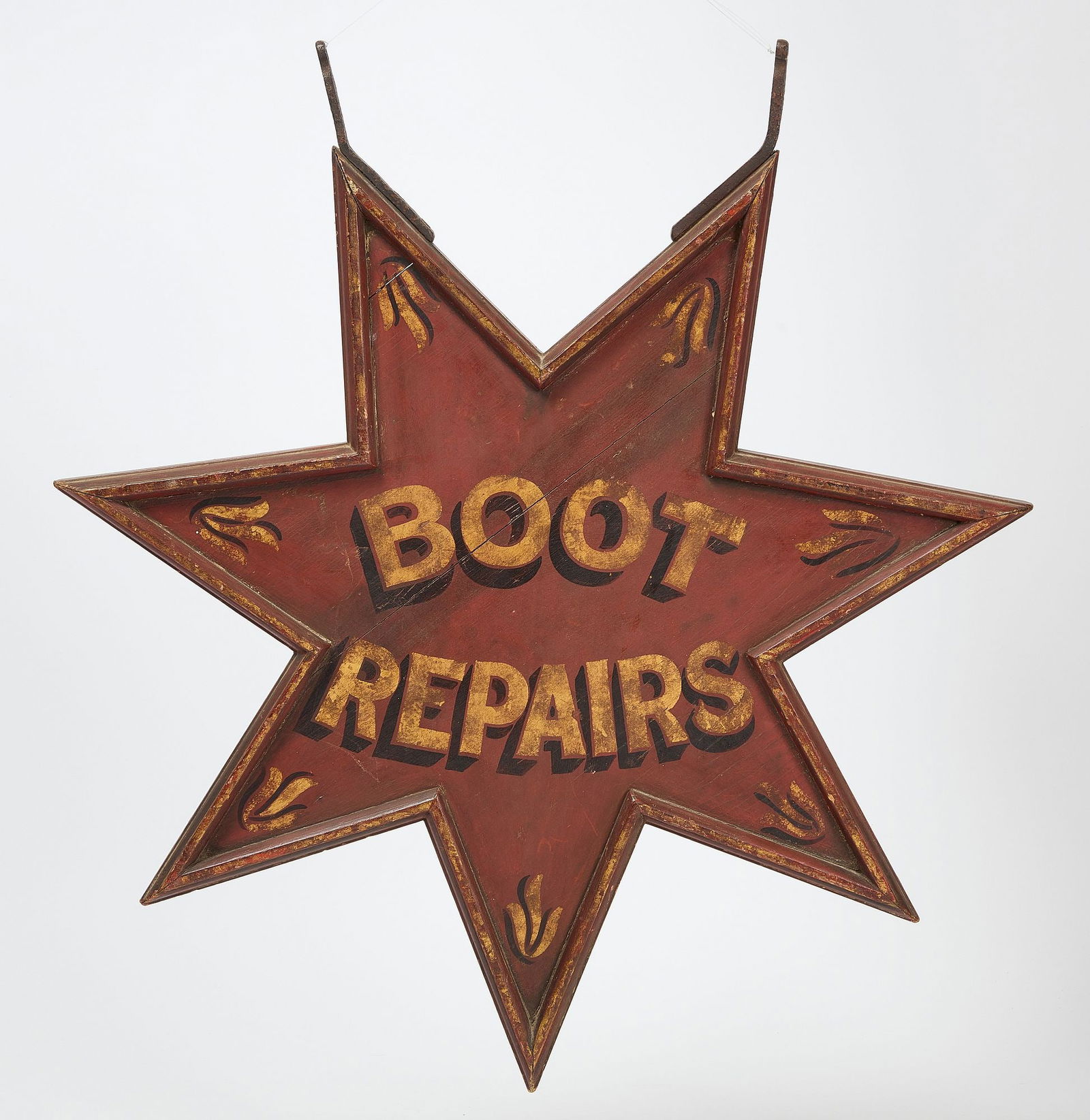 Boot Repairs Figural Star Trade Sign Auction