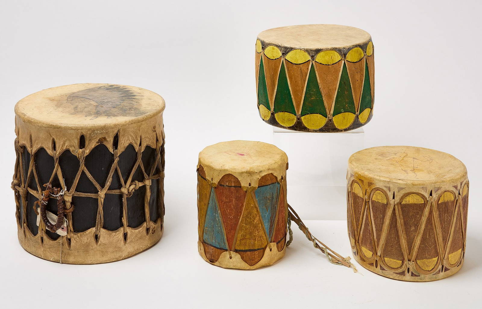 Four Native American Painted Drums Auction