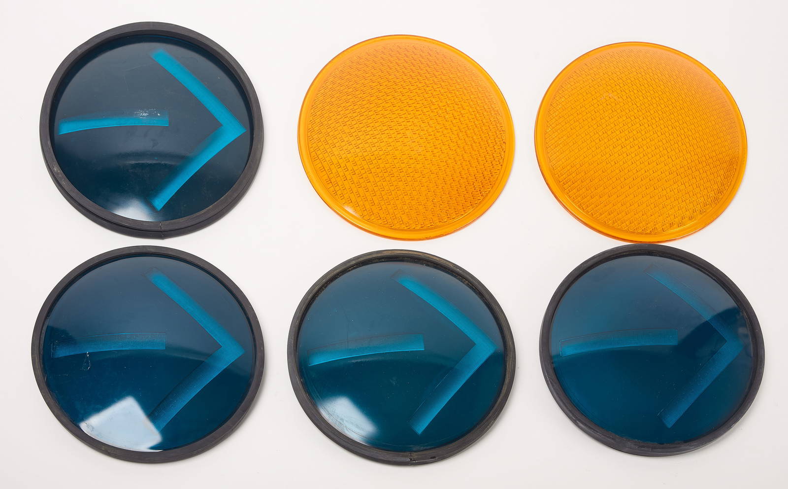 Six Vintage Glass Traffic Light Covers Auction