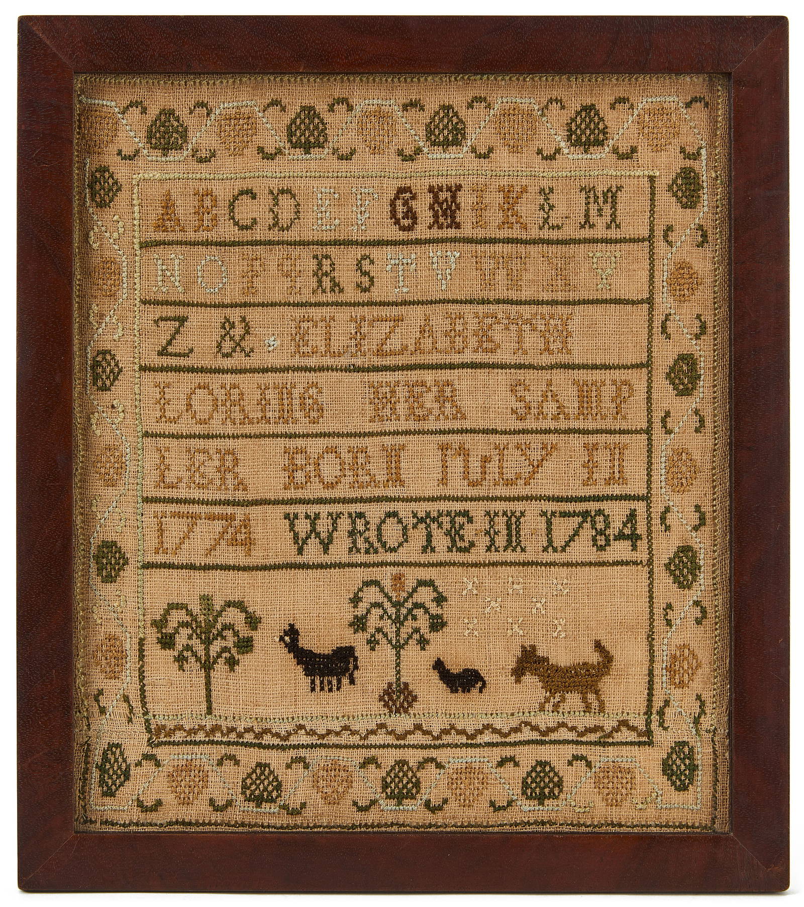 Needlework Sampler - Elizabeth Loring - Hingham, Mass Auction