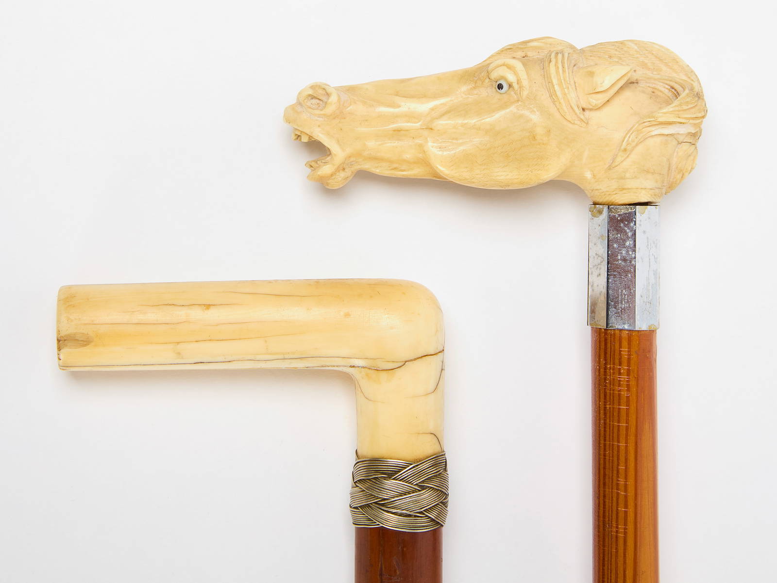 Two Canes With Carved Bone Handles Auction