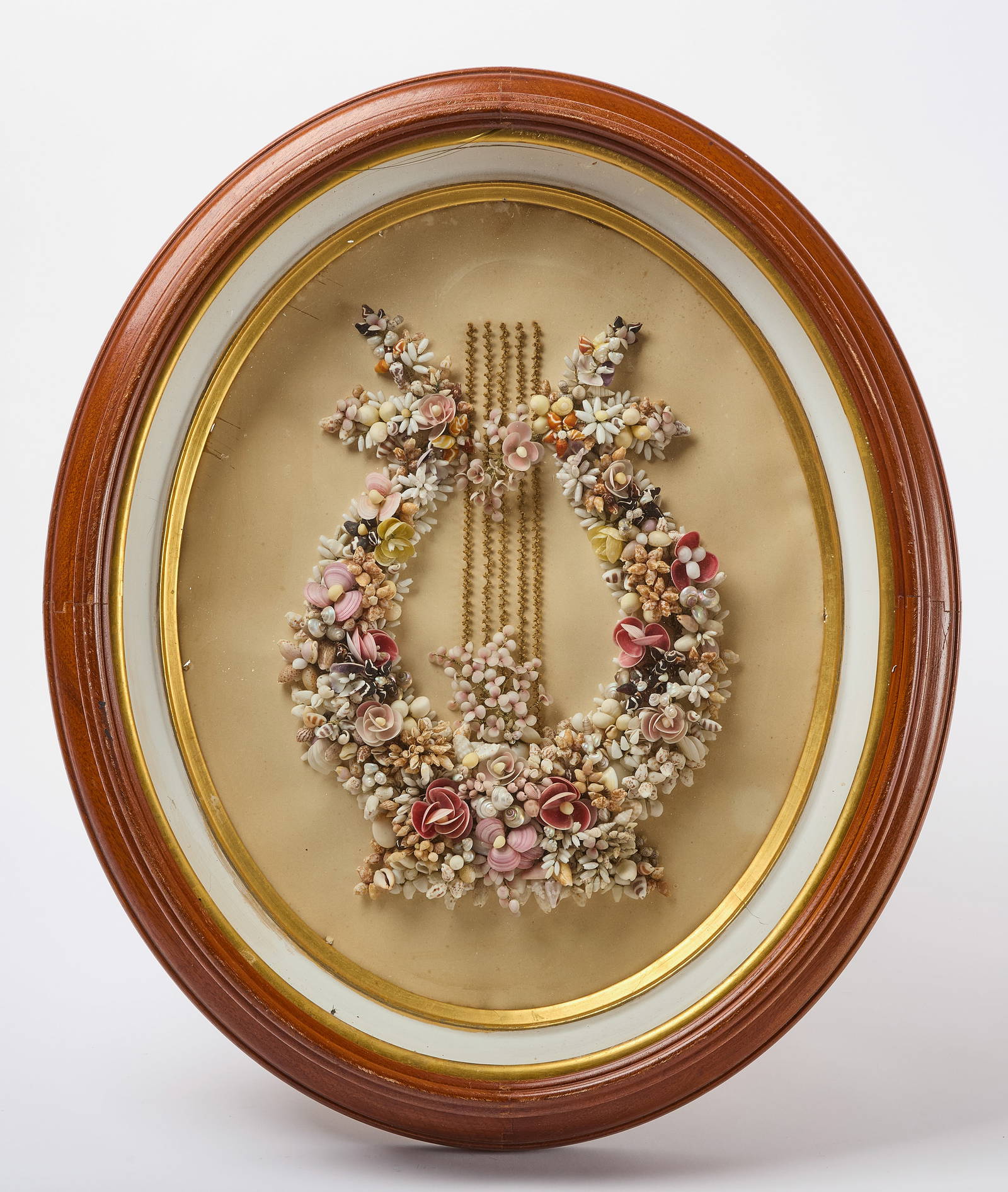 Seashell Music Lyre Memento Shadowbox Auction
