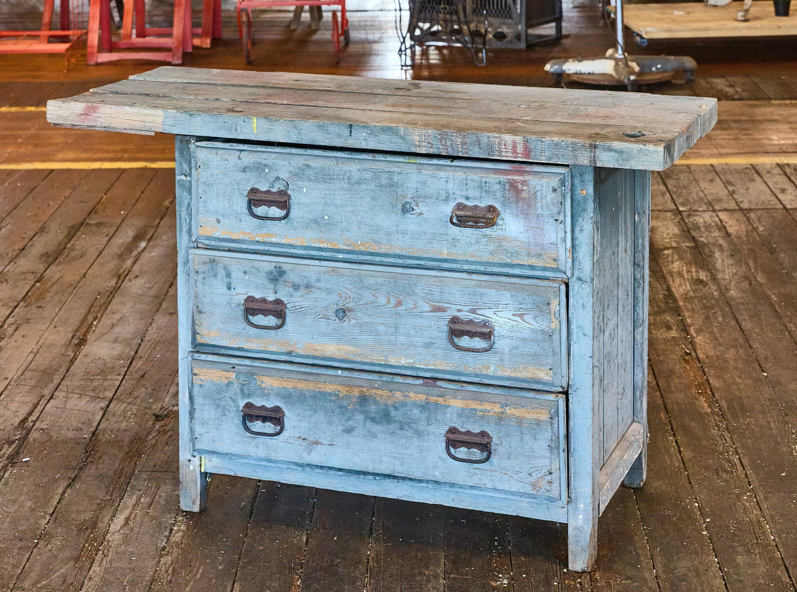 Industrial Wooden Workbench Auction