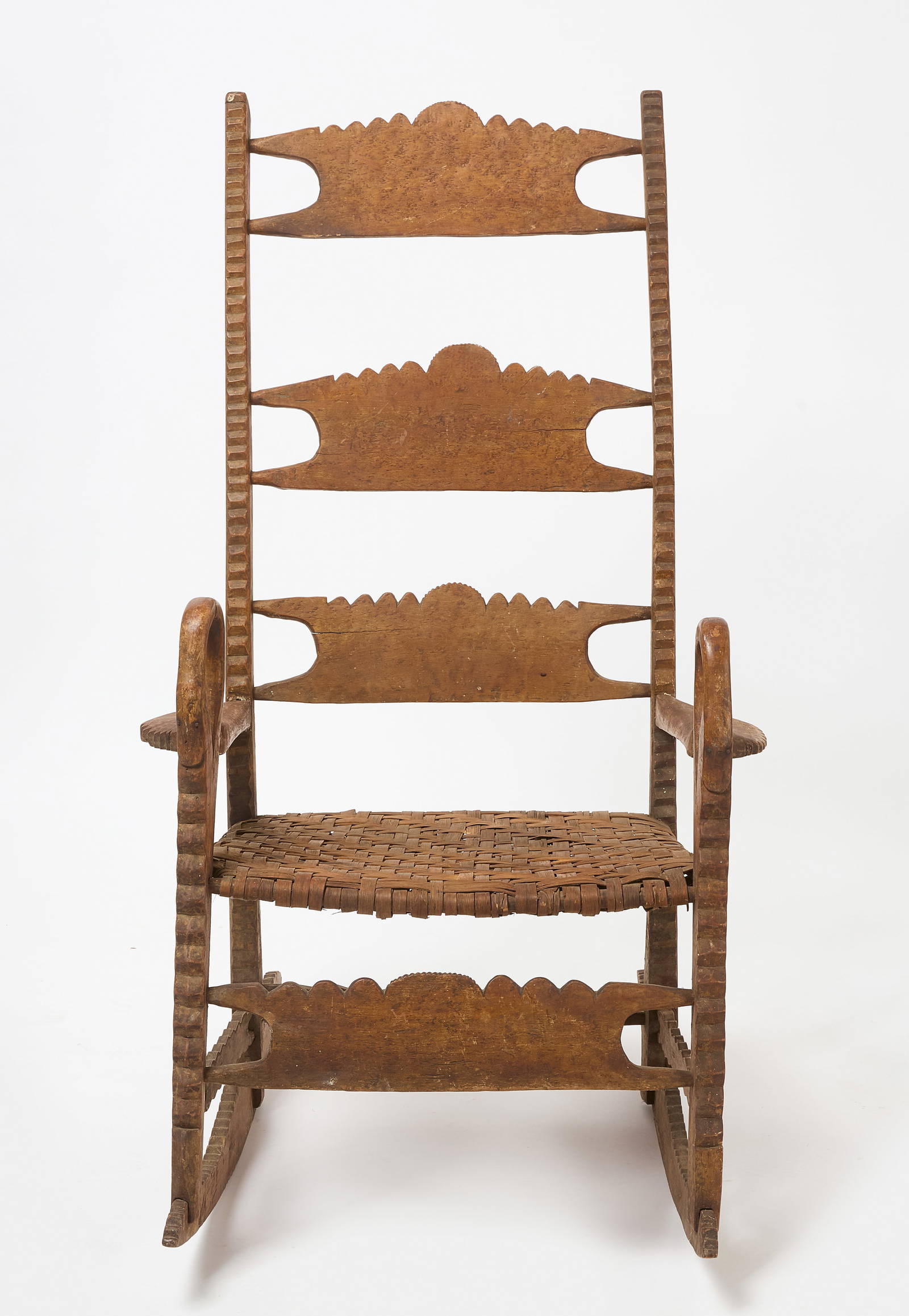 Folk Carved Rocking Chair With Swan Arms Auction