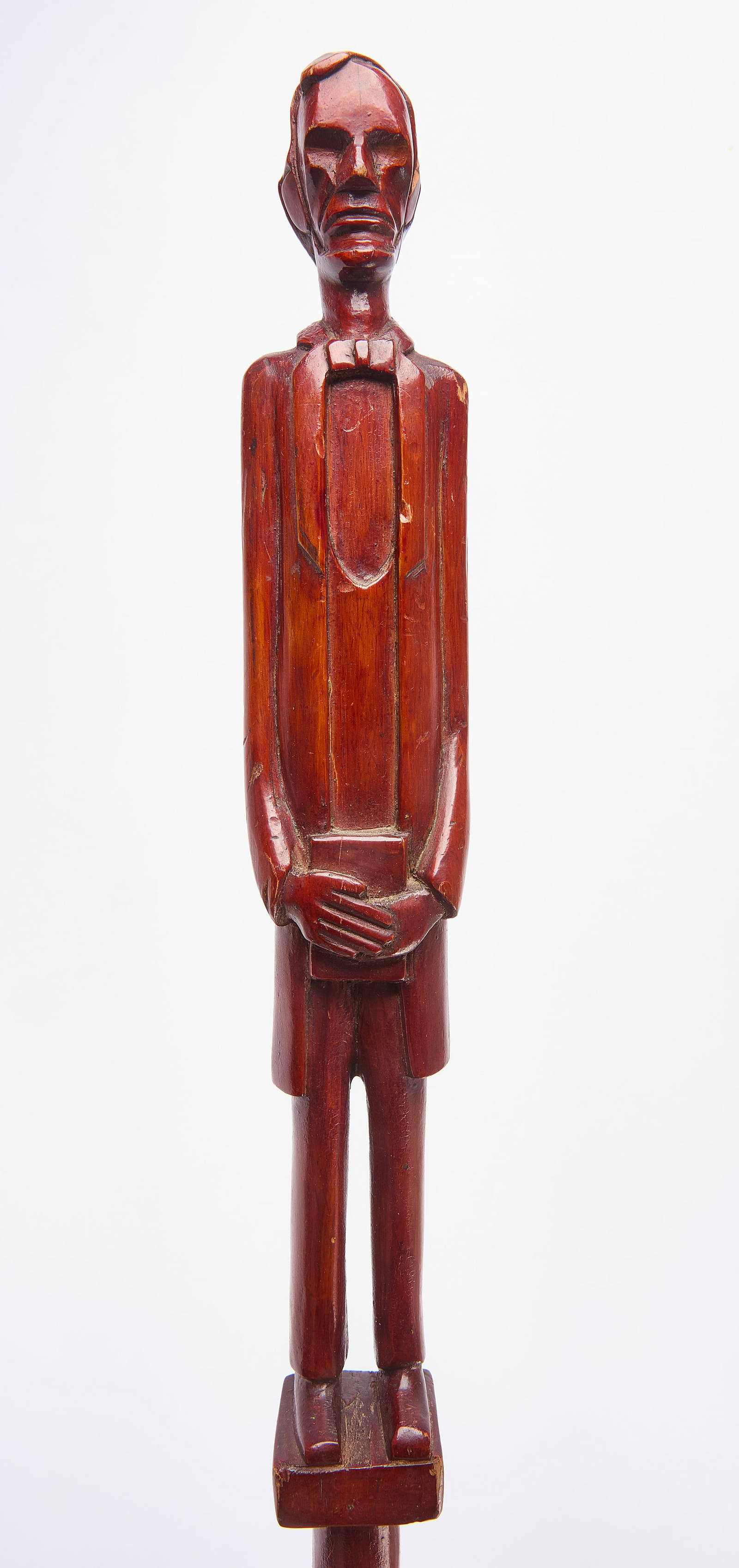 Folk Art Carved Abraham Lincoln Walking Stick Auction