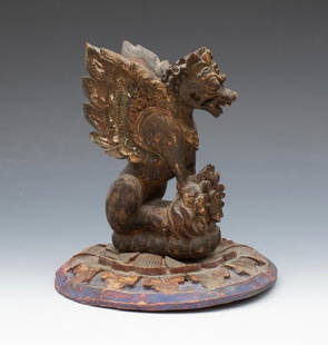 Balinese Polychrome Wooden Singha Lion