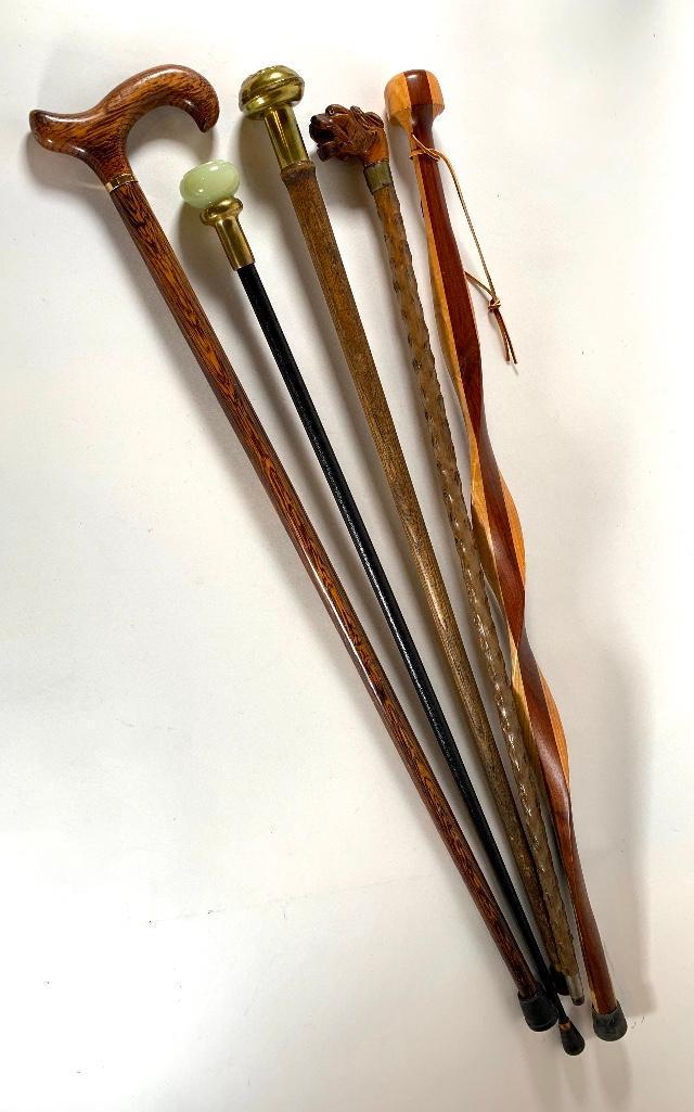 Lot Of Five Walking Sticks/canes