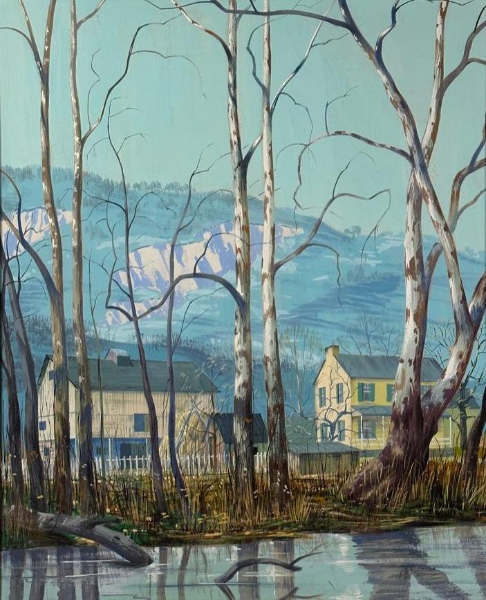 Paul Riba (american 1912 1977) Tall Sycamores