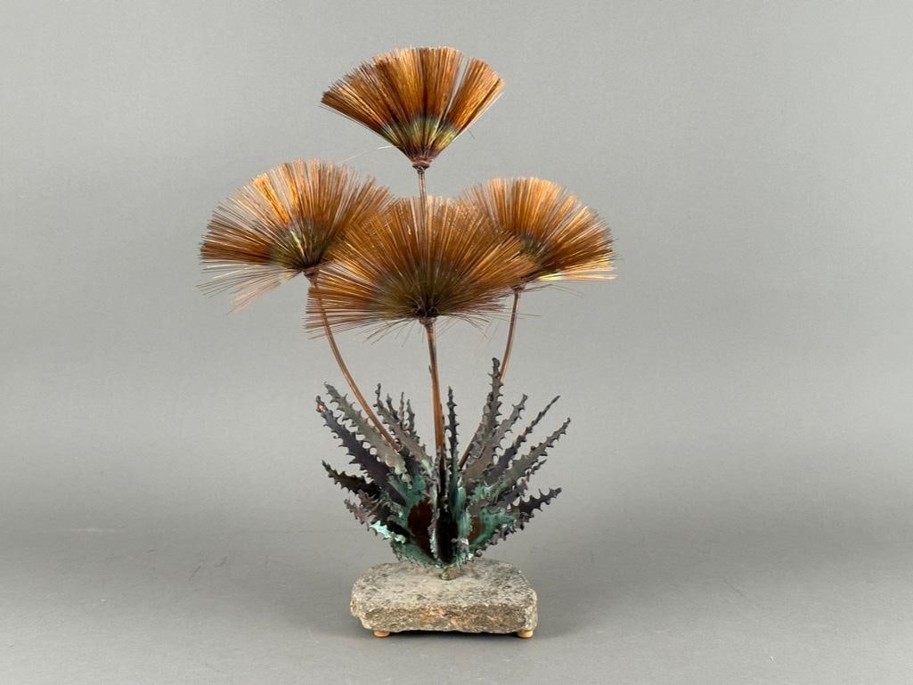 Curtis Jere Style Mixed Metal Thistle Sculpture Auction