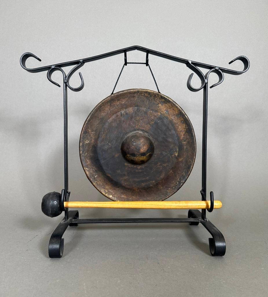 Chinese Table Gong On Stand, Early 20th Cen. Auction