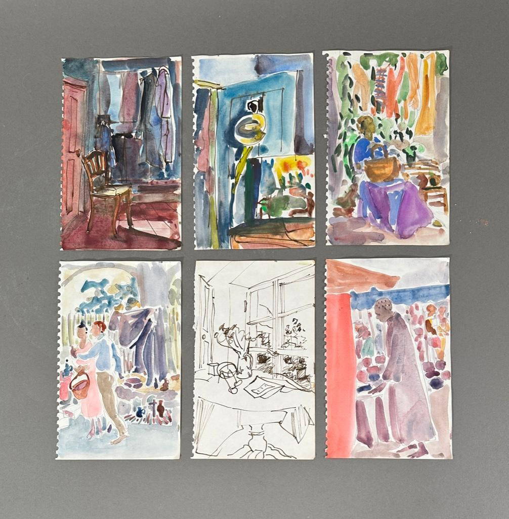 Algesa O'sickey, Six Watercolor Studies Auction