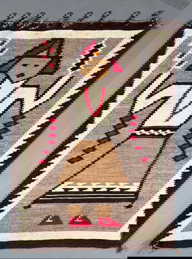 Navajo Pictorial Weaving, Single Hopi Kachina Figure Auction