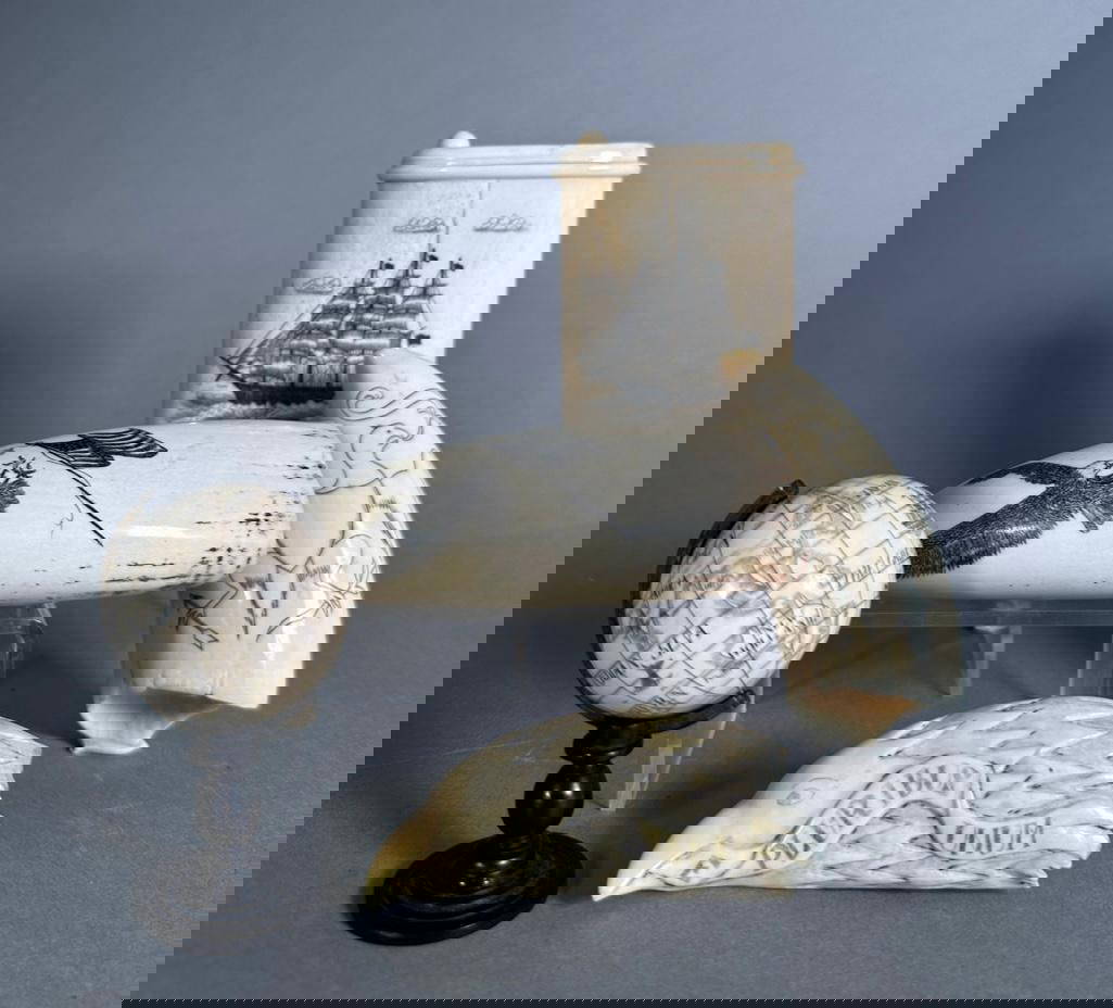 Group Of Five Scrimshaw Objects Auction