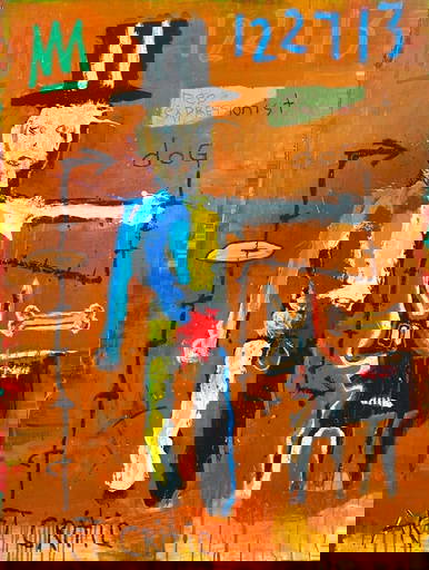 Michael Snodgrass Acrylic, "art Critic With Neo Expressionist Dog"