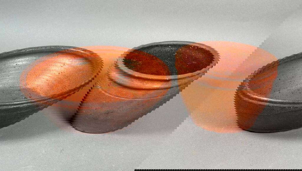 Two Pieces Of American Redware Pottery Auction