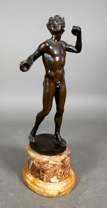 Italian Grand Tour Bronze Figure, Dancing Satyr With Cymbals Auction