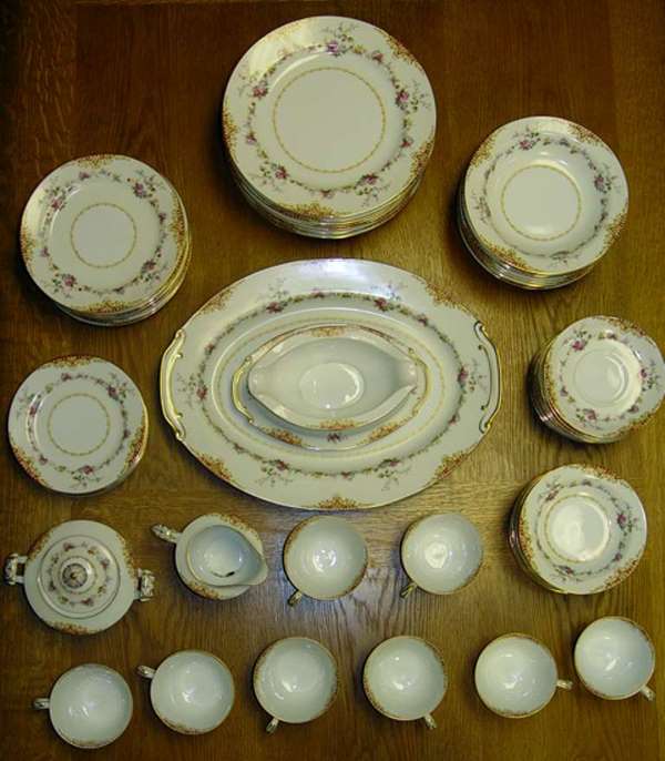 170: Sango Coral Occupied Japan Chinaware Set. 62pcs.