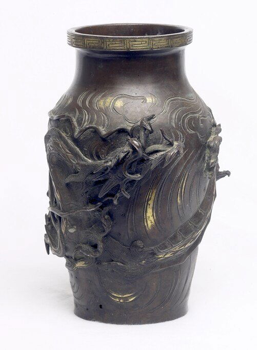 Antique Oriental Bronze Dragon Design Vase. C1800s