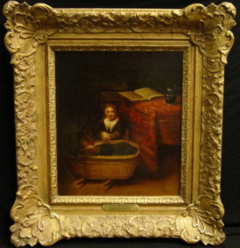 Painting Of Woman With Baby,signed J. Rell.late 17