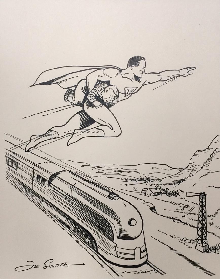 Ink drawing signed Joe Shuster, Superman