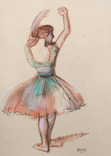 Ballerina Pastel Drawing In Manner Of Edgar Degas