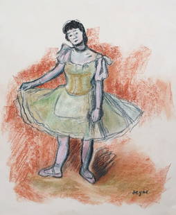Ballerina Pastel Drawing In Manner Of Edgar Degas