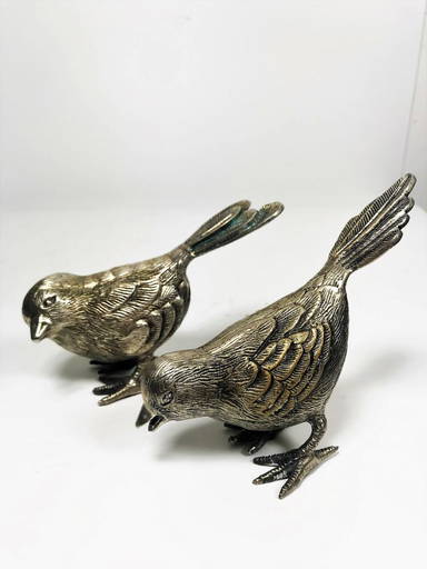 Vintage Pair Silver Plated Bird Figurine