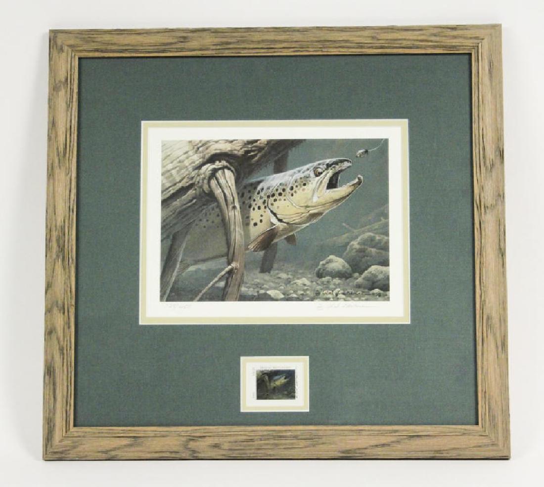 Rod Lawrence Signed 1995 MI Brown Trout Stamp Art