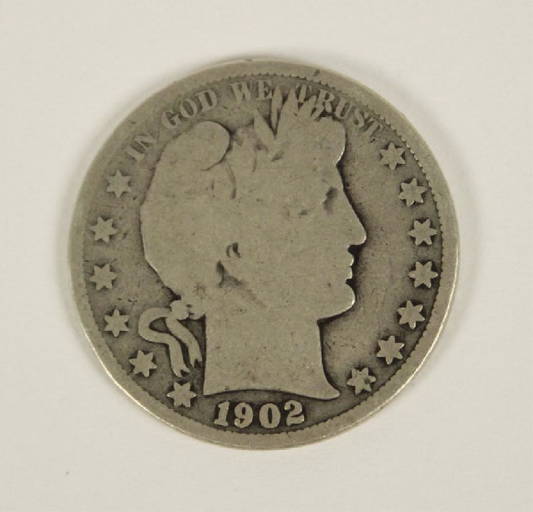 1902 Liberty Head Half Dollar Silver Coin