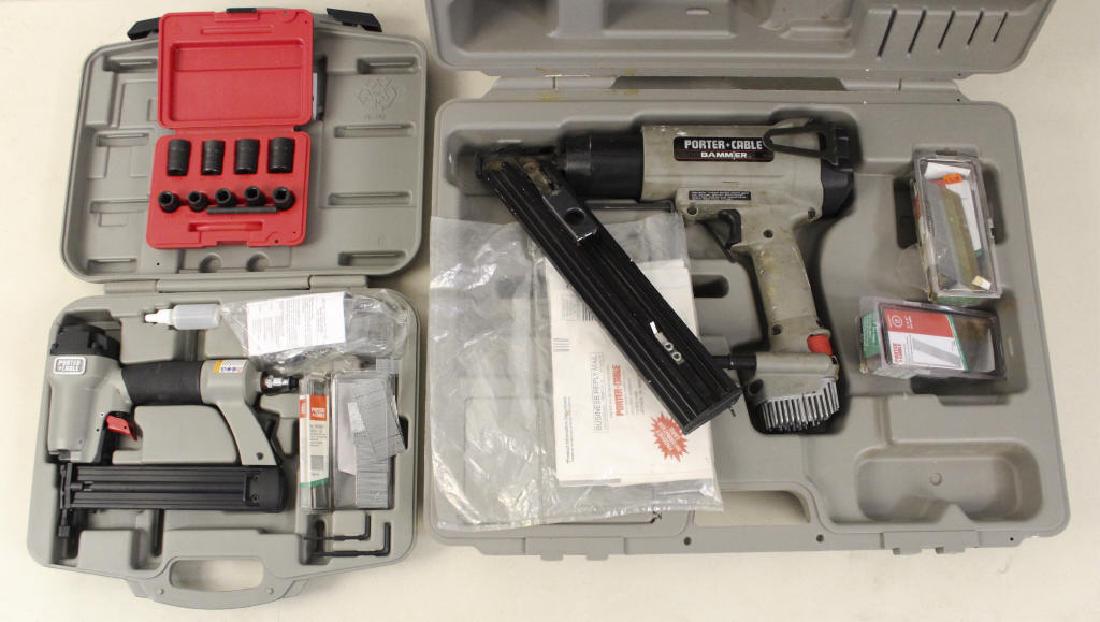 2 Porter Cable Nail Guns with Cases & Sockets