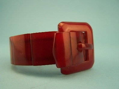 Translucent Red Bakelite Buckle Bracelet