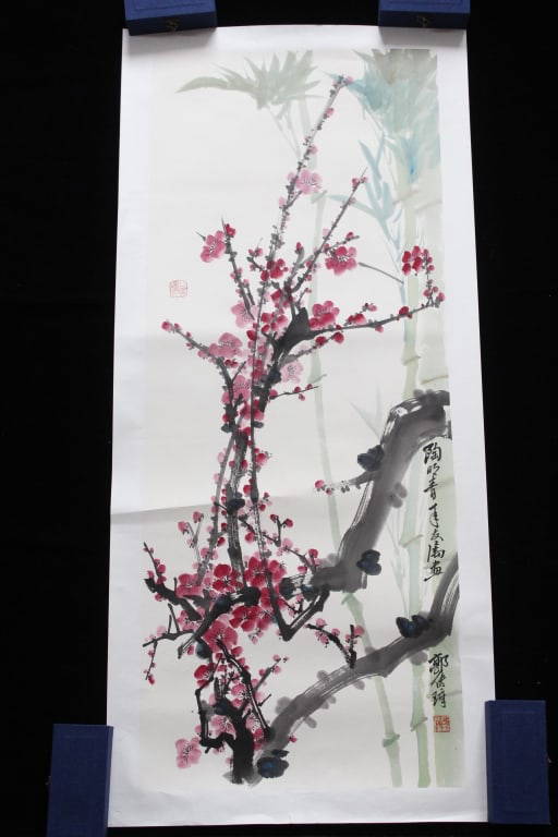 Chinese Ink Color Watercolor Painting, Signed Auction