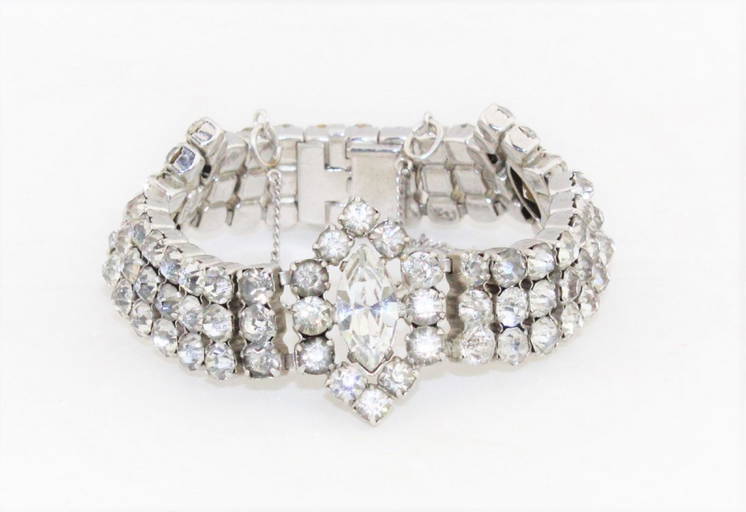 Vintage Clear Rhinestone Bracelet By Kramer Of Ny
