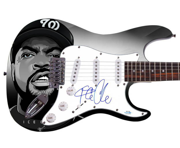 Ice Cube Autographed Custom Graphics Stratocaster Style Guitar (acoa)