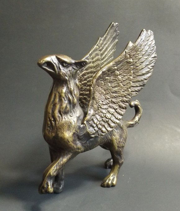 Antique Bronze Griffin, Gryphon Statue 19th Century