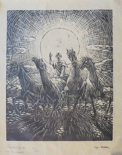 Ignaz Epper, Apollo 1910s Expressionism Signed Limited Ed. Woodcut