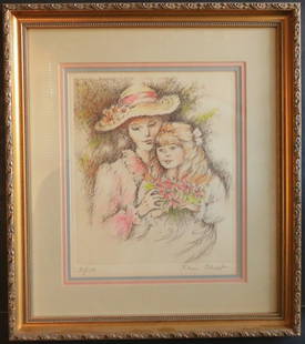 Framed Colored Print Signed Arcadio Cancio Cuban Artist. Auction