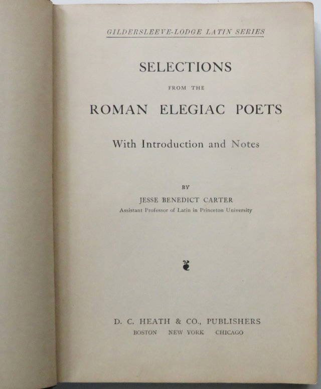 Buy Carter, Selections From Roman Elegiac Poets, 1900, Latin | Frost ...
